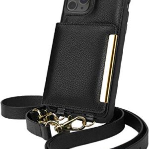 Smartish iPhone 11 Pro Max Crossbody Case for Women - Dancing Queen [Purse/Clutch with Detachable Strap & Card Holder] - Stiletto Black-Gold