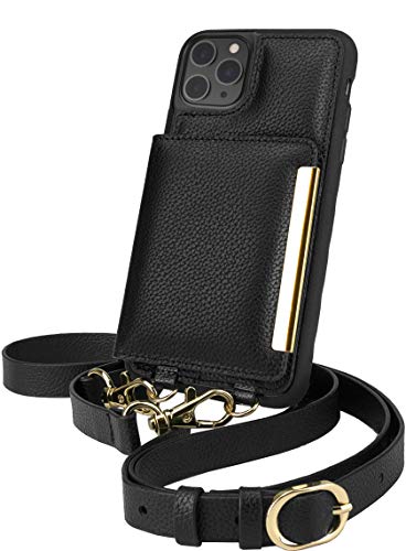 Smartish iPhone 11 Pro Max Crossbody Case for Women - Dancing Queen [Purse/Clutch with Detachable Strap & Card Holder] - Stiletto Black-Gold