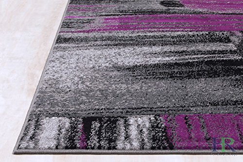 Handcraft Rugs-Purple/Gray/Silver/Black/Abstract Contemporary Modern Brush Design Mixed Colors Area Rug