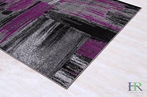 Handcraft Rugs-Purple/Gray/Silver/Black/Abstract Contemporary Modern Brush Design Mixed Colors Area Rug