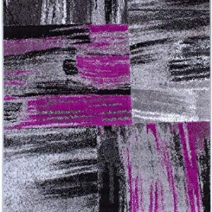 Handcraft Rugs-Purple/Gray/Silver/Black/Abstract Contemporary Modern Brush Design Mixed Colors Area Rug