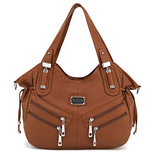 Scarleton Purses for Women, Top Handle Hobo Tote Bag, Faux Leather Satchel Shoulder Bag Large, H147604A - Brown