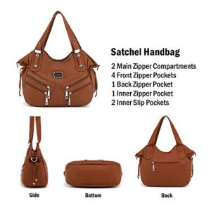 Scarleton Purses for Women, Top Handle Hobo Tote Bag, Faux Leather Satchel Shoulder Bag Large, H147604A - Brown