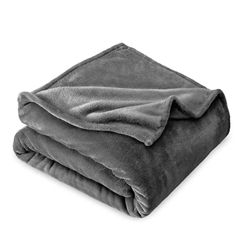 Bare Home Fleece Blanket - Full/Queen Blanket - Grey - Lightweight Blanket for Bed, Sofa, Couch, Camping, and Travel - Microplush - Ultra Soft Warm Blanket (Full/Queen, Grey)