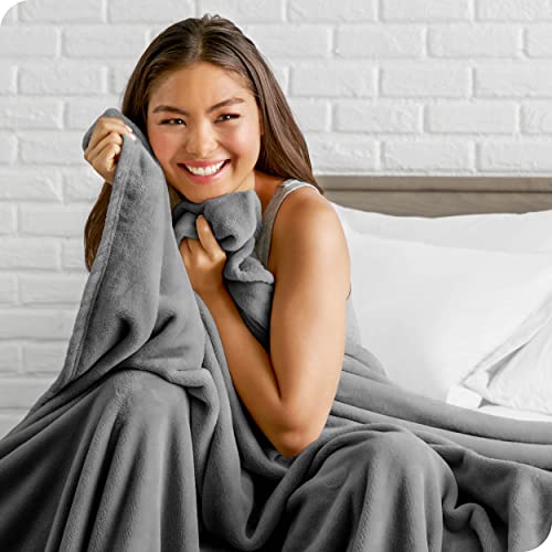 Bare Home Fleece Blanket - Full/Queen Blanket - Grey - Lightweight Blanket for Bed, Sofa, Couch, Camping, and Travel - Microplush - Ultra Soft Warm Blanket (Full/Queen, Grey)