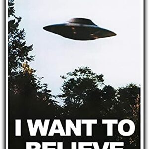 BESTWD X Files I Want to Believe UFO Metal Sign Wall Plaque Metal Man Cave