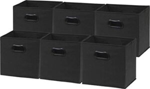 6 pack – simplehouseware foldable cube storage bin with handle, black