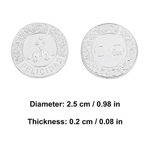 TINGKU Spanish Silver Wedding Unity Coins Set Arras de Boda Wedding Arras Coins Ceremony Souvenirs Accessories with Heart Shaped Box