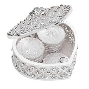 TINGKU Spanish Silver Wedding Unity Coins Set Arras de Boda Wedding Arras Coins Ceremony Souvenirs Accessories with Heart Shaped Box