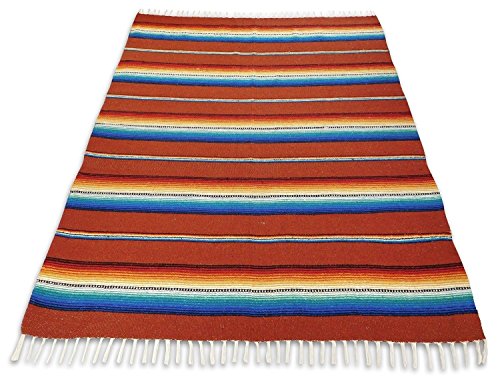 Sanyork #776 Classic Sarape Mexico Falsa Throw Blanket Yoga Beach Heavy Premium Serape(Teal)