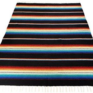 Sanyork #776 Classic Sarape Mexico Falsa Throw Blanket Yoga Beach Heavy Premium Serape(Teal)