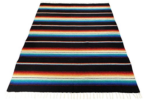 Sanyork #776 Classic Sarape Mexico Falsa Throw Blanket Yoga Beach Heavy Premium Serape(Teal)