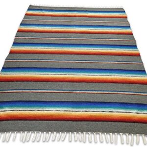 Sanyork #776 Classic Sarape Mexico Falsa Throw Blanket Yoga Beach Heavy Premium Serape(Teal)