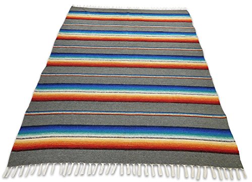 Sanyork #776 Classic Sarape Mexico Falsa Throw Blanket Yoga Beach Heavy Premium Serape(Teal)