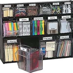 Deflecto 20604Op Tilt Bin Plastic Storage System W/6 Bins, 23 5/8 X 3 5/8 X 4 1/2, Black