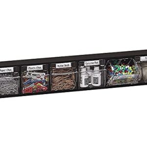 Deflecto 20604Op Tilt Bin Plastic Storage System W/6 Bins, 23 5/8 X 3 5/8 X 4 1/2, Black