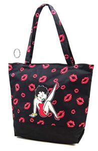 betty boop canvas shopping bag with coin purse and key ring (black)