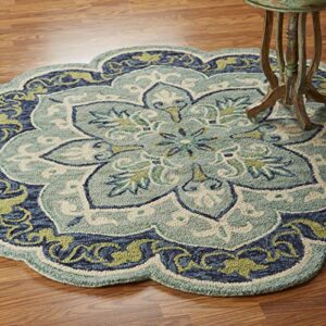 LR Home Dazzle Area Rug, 4' Round, Teal