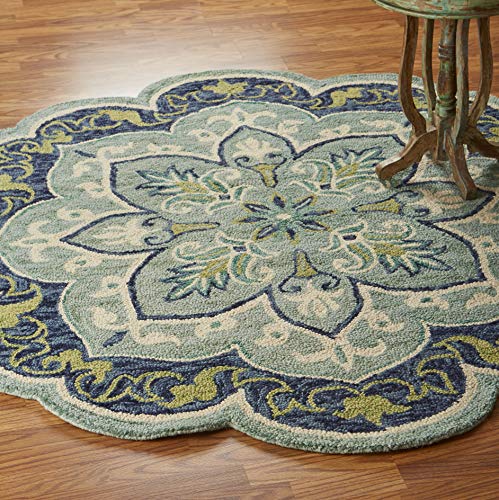 LR Home Dazzle Area Rug, 4' Round, Teal