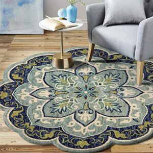 LR Home Dazzle Area Rug, 4' Round, Teal