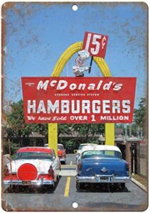 wwwwohenmei indoor and outdoor wall decoration mcdonalds hamburger neon sign vintage photo reproduction metal 8×12 inche tin sign