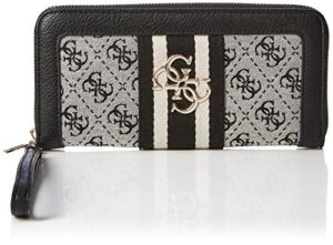 guess vintage large zip around wallet, black