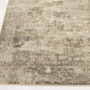 Unique Loom Tuareg Collection Distressed Abstract Traditional Vintage Area Rug, 4 ft x 6 ft, Beige/Brown