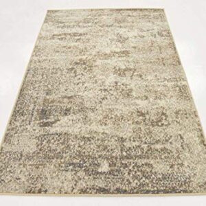 Unique Loom Tuareg Collection Distressed Abstract Traditional Vintage Area Rug, 4 ft x 6 ft, Beige/Brown