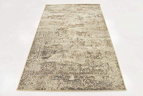 Unique Loom Tuareg Collection Distressed Abstract Traditional Vintage Area Rug, 4 ft x 6 ft, Beige/Brown