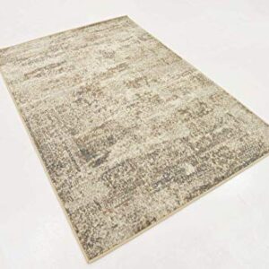 Unique Loom Tuareg Collection Distressed Abstract Traditional Vintage Area Rug, 4 ft x 6 ft, Beige/Brown