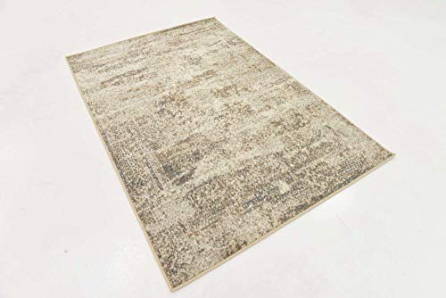 Unique Loom Tuareg Collection Distressed Abstract Traditional Vintage Area Rug, 4 ft x 6 ft, Beige/Brown