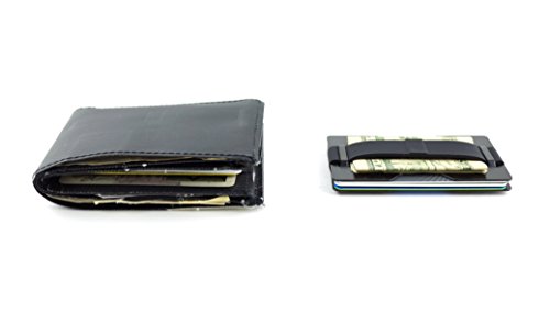 Radix One Black Steel - RFID Blocking Minimalist Front Pocket Ultra Thin Strong Wallet Money Clip Card Holder