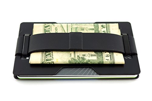 Radix One Black Steel - RFID Blocking Minimalist Front Pocket Ultra Thin Strong Wallet Money Clip Card Holder