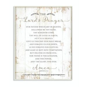 stupell industries the lords prayer our father rustic distressed white wood look wall plaque, 10 x 15, design by artist jennifer pugh