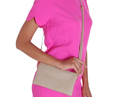 Humble Chic Vegan Leather Wristlet Wallets for Women, Phone Clutch or Small Purse Crossbody Bag, Includes Adjustable Shoulder and Wrist Straps, Tan, Nude, Beige