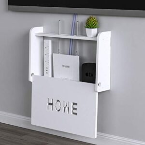 Wall Mounted Tv Set-Top Box Shelf, Cable Plug Wire Storage Box, Floating Storage Shelf WiFi Router Storage