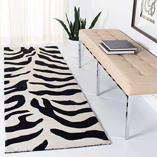 SAFAVIEH Soho Collection 2'6" x 8' Beige / Black SOH784A Handmade Premium Wool & Viscose Runner Rug