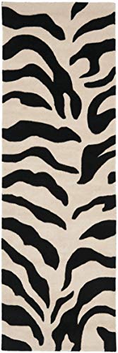 SAFAVIEH Soho Collection 2'6" x 8' Beige / Black SOH784A Handmade Premium Wool & Viscose Runner Rug