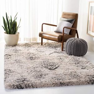 safavieh iceland shag collection 8′ x 10′ cream/grey isg514a modern non-shedding living room bedroom dining room entryway plush 2.6-inch area rug