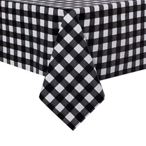 sancua checkered vinyl rectangle tablecloth – 54 x 78 inch – 100% waterproof oil proof spill proof pvc table cloth, wipe clean table cover for dining table, buffet parties and camping, black and white