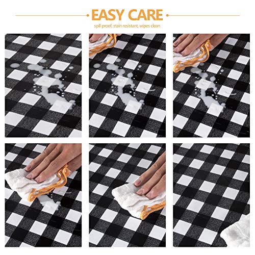 sancua Checkered Vinyl Rectangle Tablecloth - 54 x 78 Inch - 100% Waterproof Oil Proof Spill Proof PVC Table Cloth, Wipe Clean Table Cover for Dining Table, Buffet Parties and Camping, Black and White