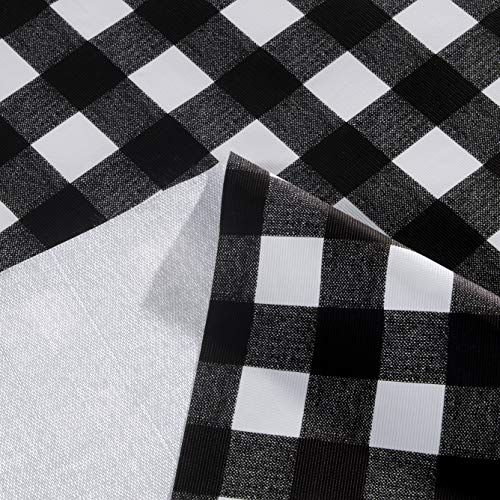 sancua Checkered Vinyl Rectangle Tablecloth - 54 x 78 Inch - 100% Waterproof Oil Proof Spill Proof PVC Table Cloth, Wipe Clean Table Cover for Dining Table, Buffet Parties and Camping, Black and White