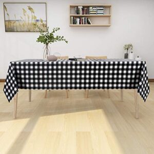 sancua Checkered Vinyl Rectangle Tablecloth - 54 x 78 Inch - 100% Waterproof Oil Proof Spill Proof PVC Table Cloth, Wipe Clean Table Cover for Dining Table, Buffet Parties and Camping, Black and White