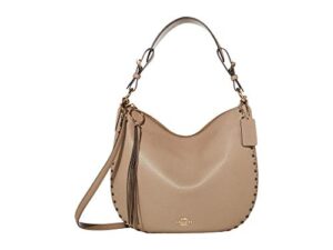 coach scallop rivets sutton hobo stone b/gold one size