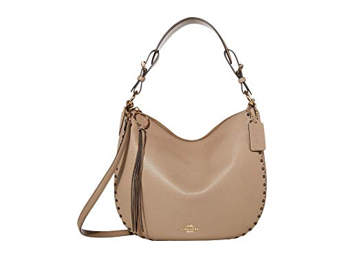 COACH Scallop Rivets Sutton Hobo Stone B/Gold One Size