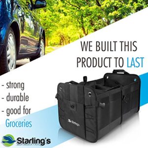 Starling's Car Trunk Organizer - Durable Storage SUV Cargo Organizer Adjustable (Black, 2 Compartments)