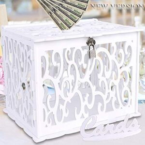 ourwarm diy white wedding card box with lock pvc card box graduation card box perfect for weddings, baby showers, birthdays, bridal or baby showers