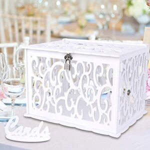 OurWarm DIY White Wedding Card Box with Lock PVC Card Box Graduation Card Box Perfect for Weddings, Baby Showers, Birthdays, Bridal or Baby Showers