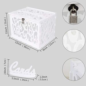 OurWarm DIY White Wedding Card Box with Lock PVC Card Box Graduation Card Box Perfect for Weddings, Baby Showers, Birthdays, Bridal or Baby Showers