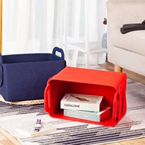 Storage Basket Felt Storage Bin Collapsible & Convenient Box Organizer with Carry Handles for Office Bedroom Closet Babies Nursery Toys DVD Laundry Organizing